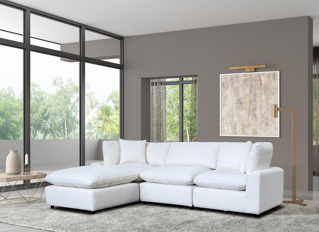 White plush sectional sofa store