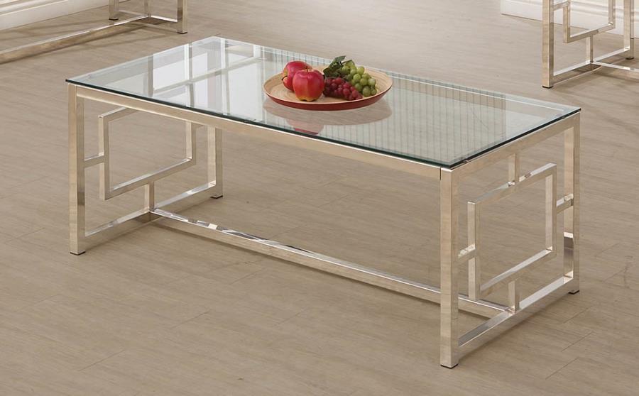 Merced Rectangle Glass Top Coffee Table Nickel